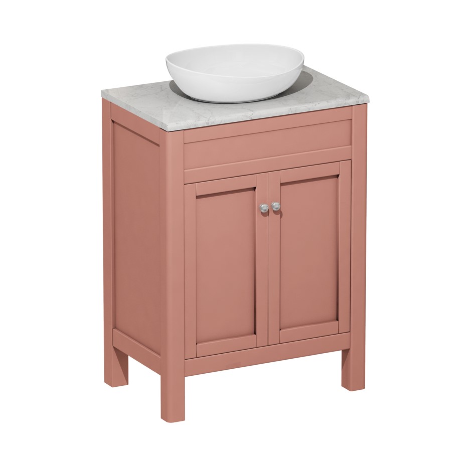 600mm Pink Freestanding Countertop Vanity Unit with Basin - Avebury ...