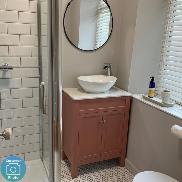 600mm Pink Freestanding Countertop Vanity Unit with Basin - Avebury ...