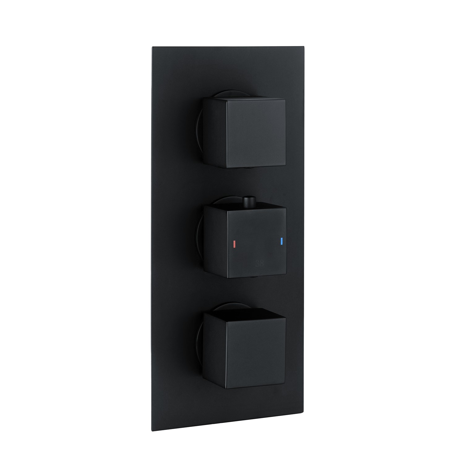 Black Concealed Shower Mixer with Triple Control & Square Wall Mounted ...