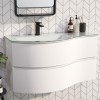1000mm White Wall Hung Left Hand Curved Vanity Unit with Basin - Tulum ...