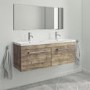 1200mm Wood Effect Wall Hung Double Vanity Unit with Basin and Chrome ...