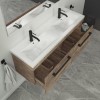 1200mm Wood Effect Wall Hung Double Vanity Unit with Basin and Black ...