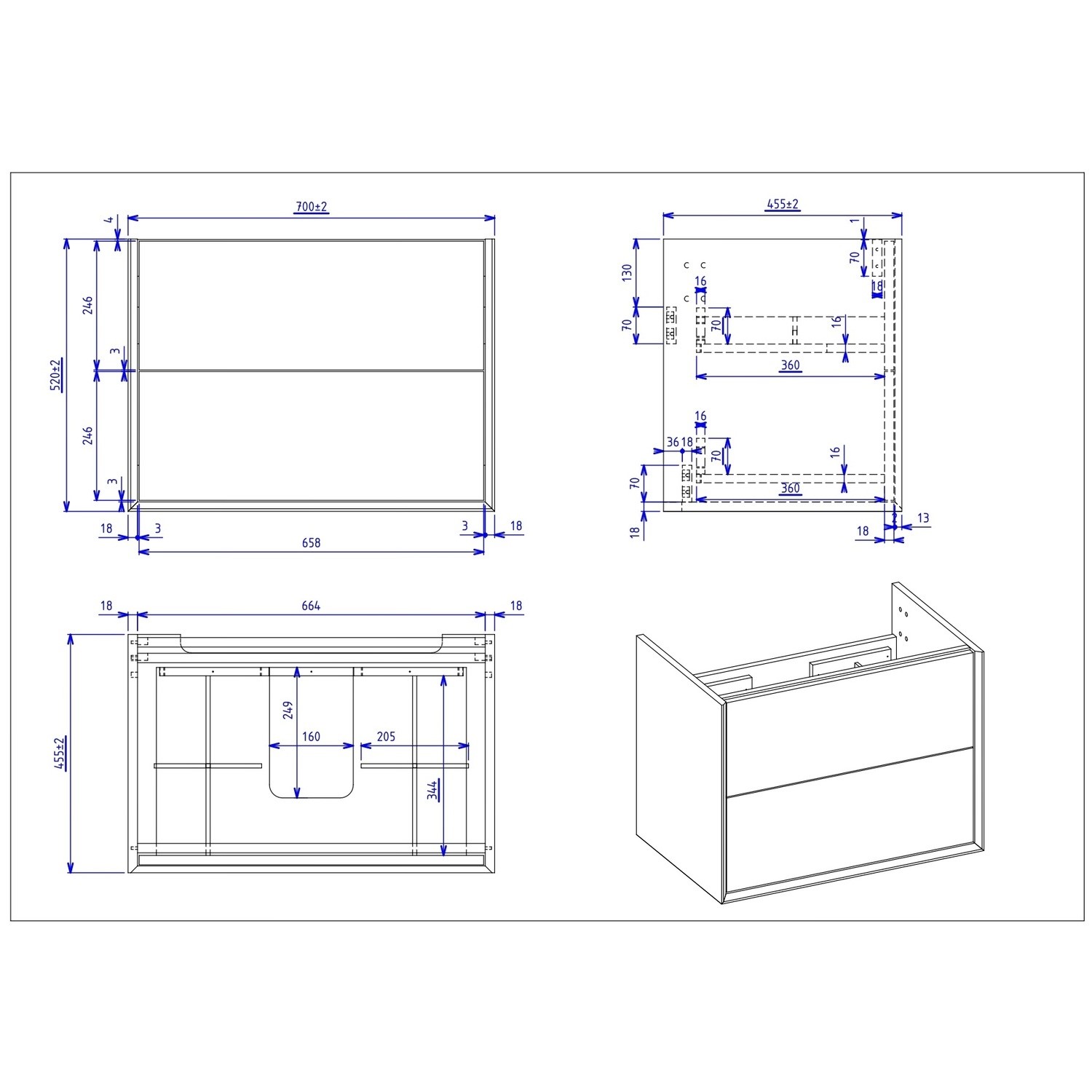 700mm Stone Effect Wall Hung Vanity Unit with Basin - Arragon - Better ...