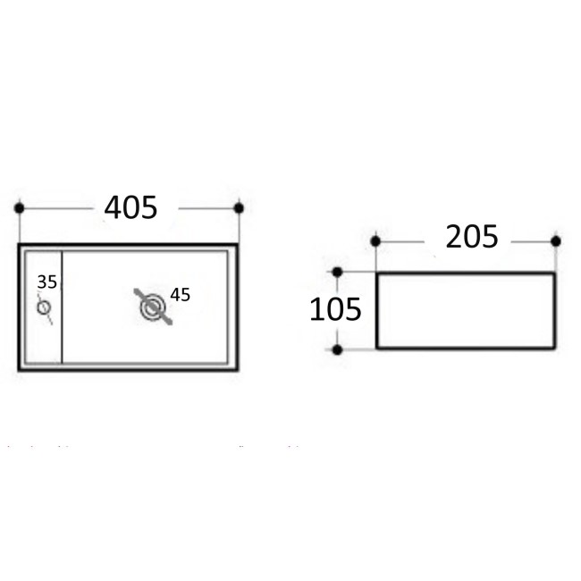 Cloakroom Black Wall Hung Basin Left Hand 405mm - Detroit - Better ...