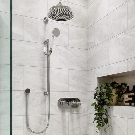 Chrome Concealed Shower Mixer with Dual Control & Round Wall Mounted ...