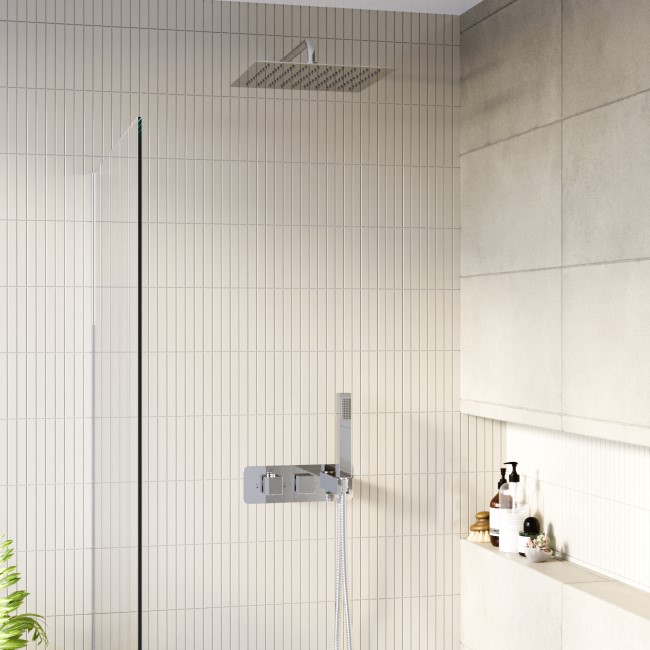 Chrome Concealed Mixer Shower with Square Wall Mounted Head - Flow ...