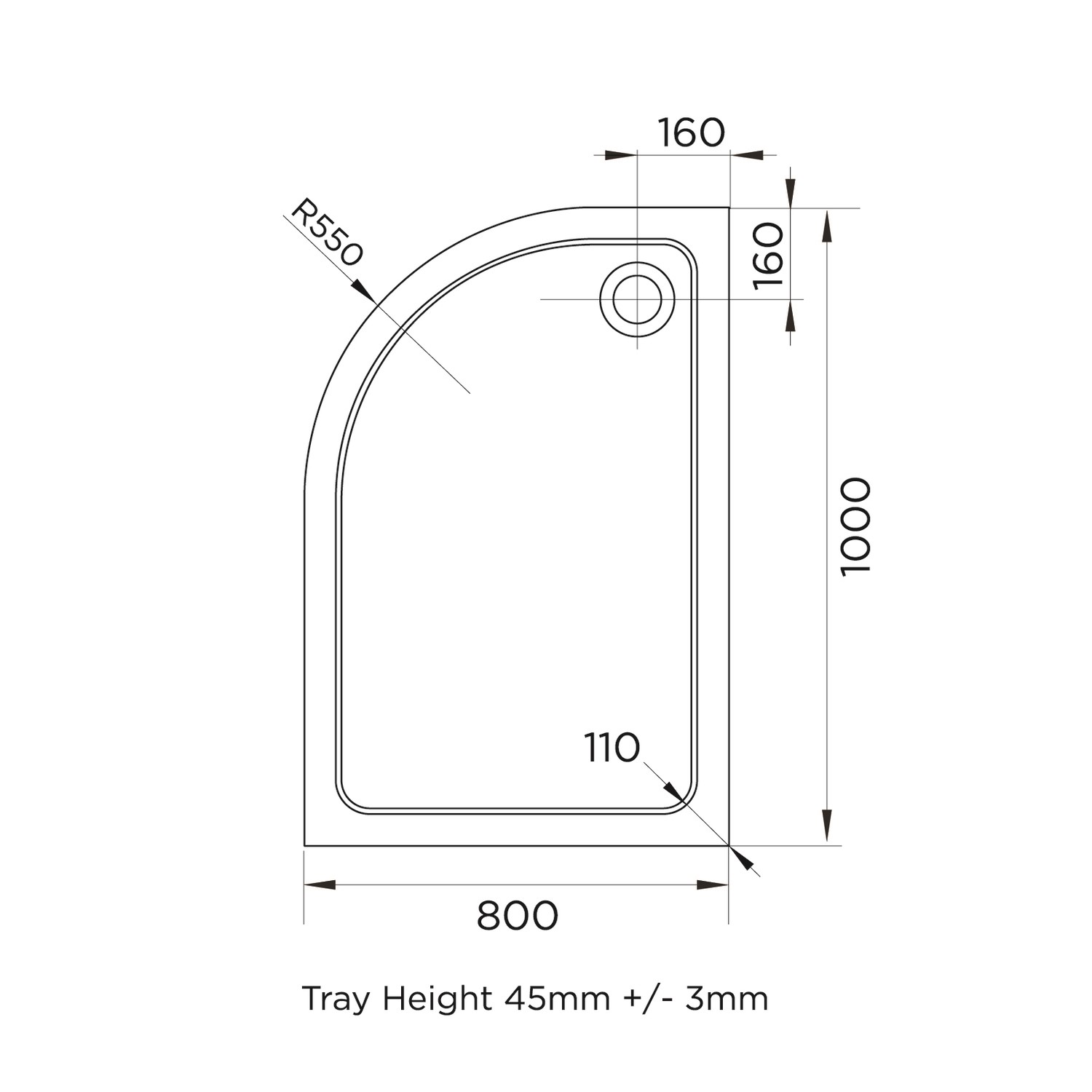 1000x800mm Left Hand Offset Quadrant Shower Enclosure with Shower Tray ...
