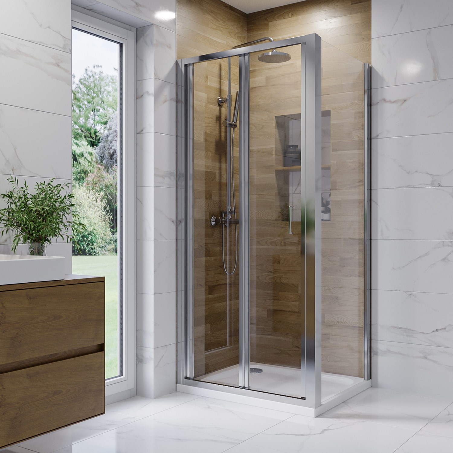 Grade A1 - 900mm Square Bi Fold Shower Enclosure - Carina - Better ...