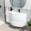 1000mm White Wall Hung Right Hand Curved Vanity Unit with Basin - Tulum ...
