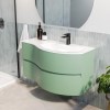 1000mm Green Wall Hung Right Hand Curved Vanity Unit with Basin - Tulum ...