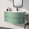 1000mm Green Wall Hung Right Hand Curved Vanity Unit with Basin - Tulum ...