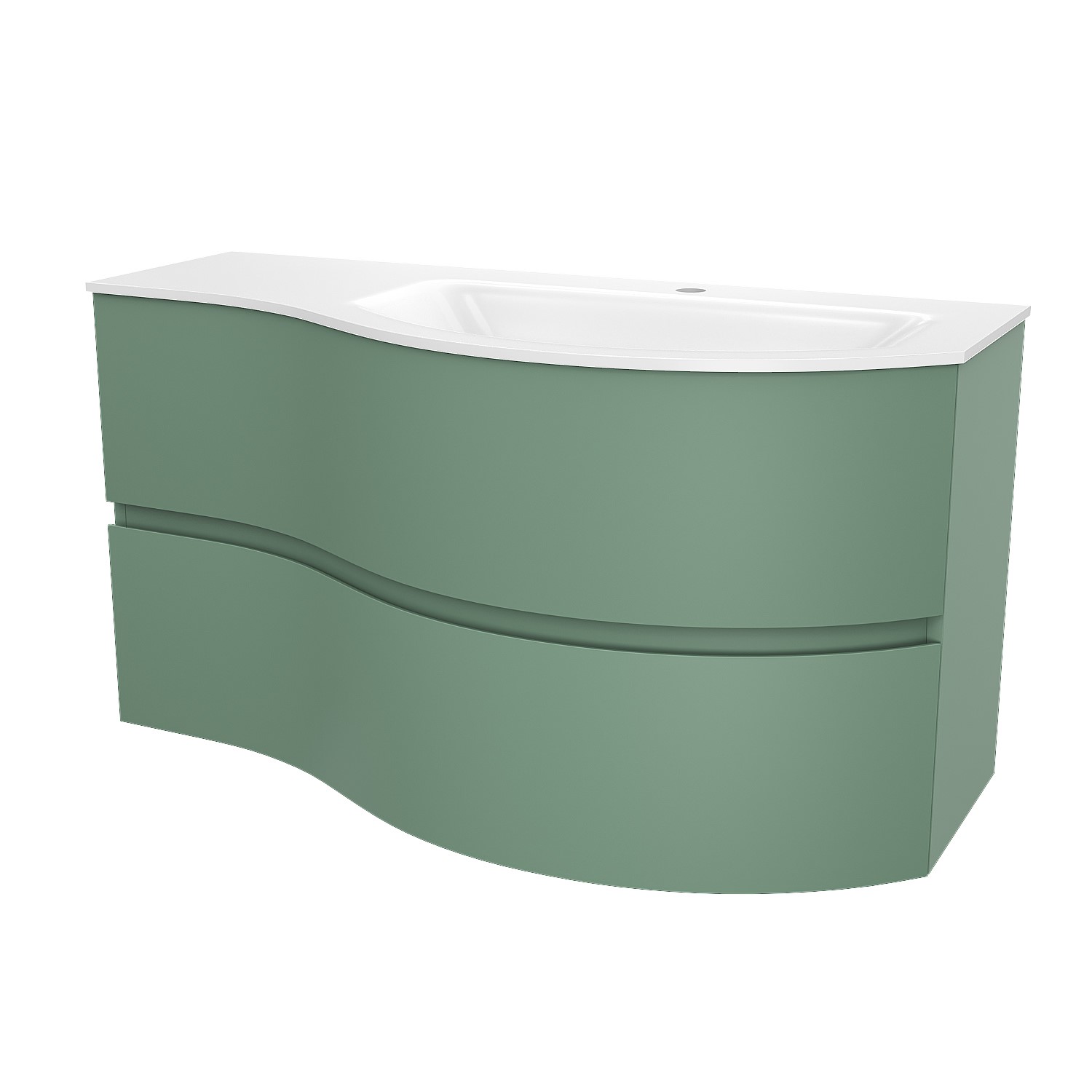 1000mm Green Wall Hung Right Hand Curved Vanity Unit with Basin - Tulum ...