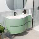 1000mm White Wall Hung Left Hand Curved Vanity Unit with Basin - Tulum ...