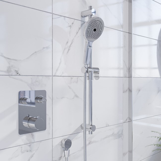Chrome Push Button Concealed Mixer Shower with Round Head - Vance ...