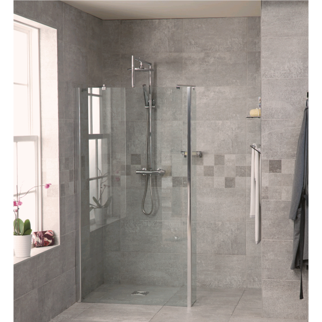 900mm Walk in Shower Enclosure Screen with 250mm Return Screen - 8mm ...