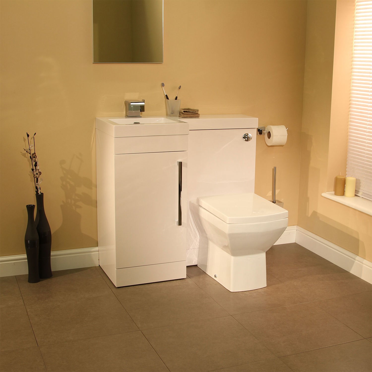 Apex White Left Hand Combination Unit with Tabor Toilet and Seat ...