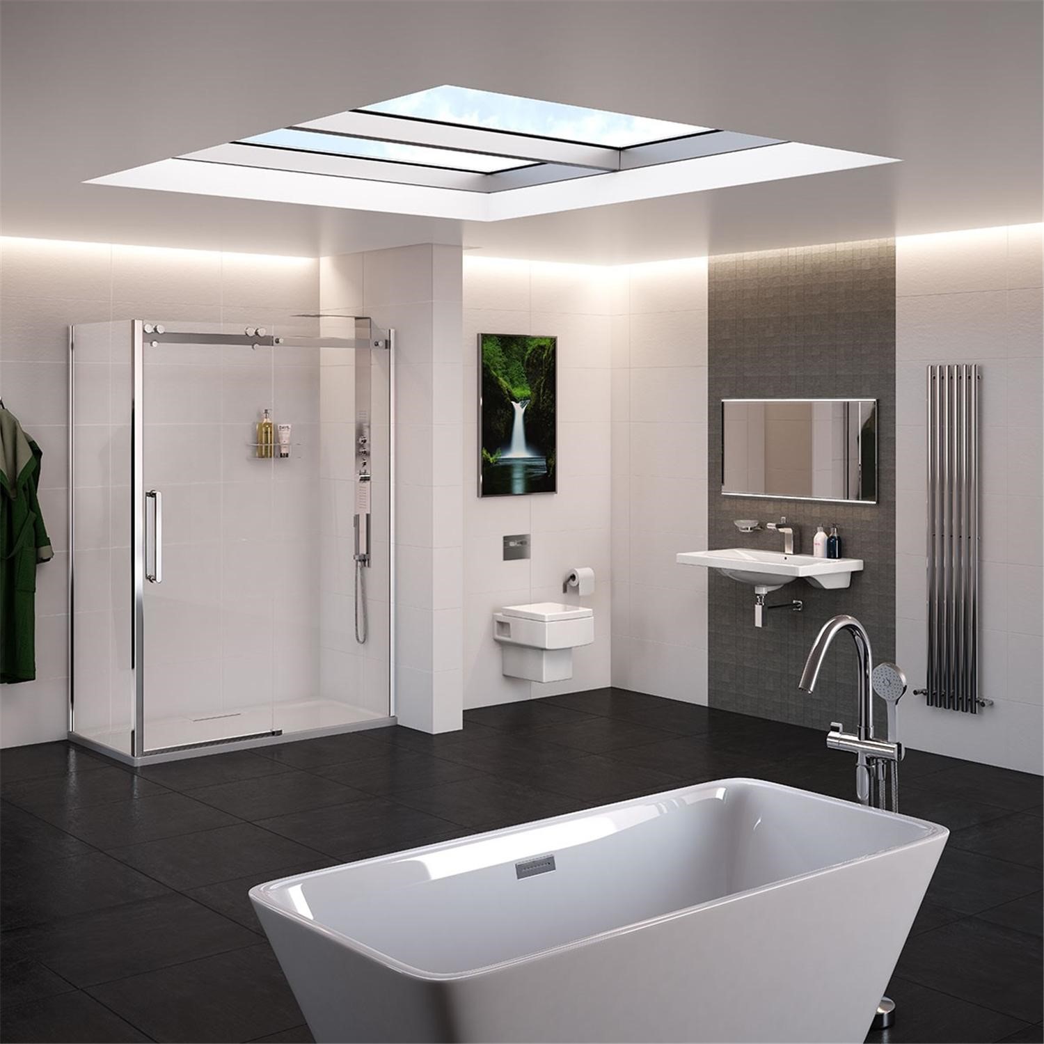 Shower Enclosure Left Hand 1600mm With Side Panel 800mm 10mm Glass