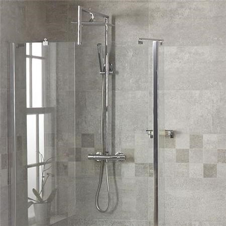 Aqualine Square Riser Slide Shower Rail Kit with Bracing Frame & Valve ...