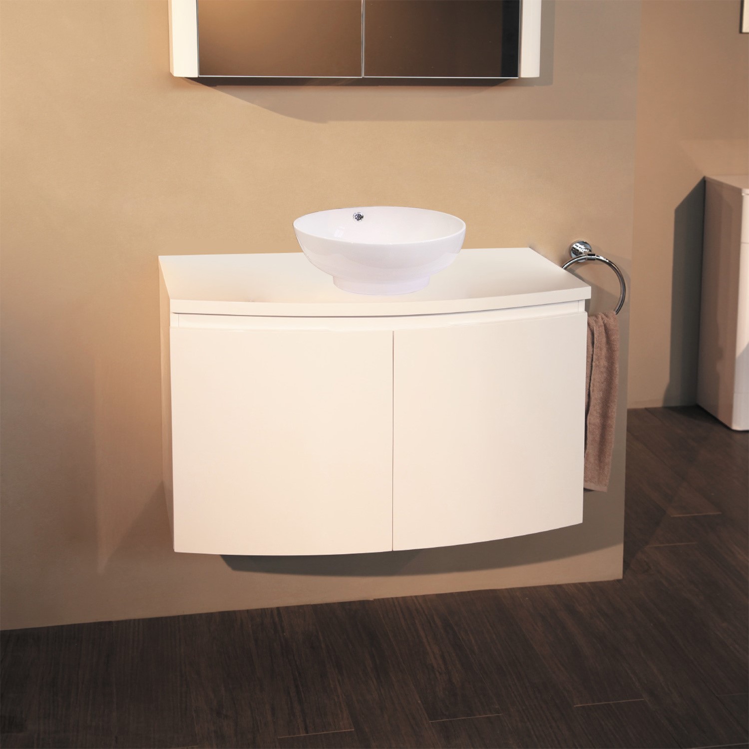 810mm Wall Hung Vanity Unit with Oval Basin - 2 Door - White - Voss ...