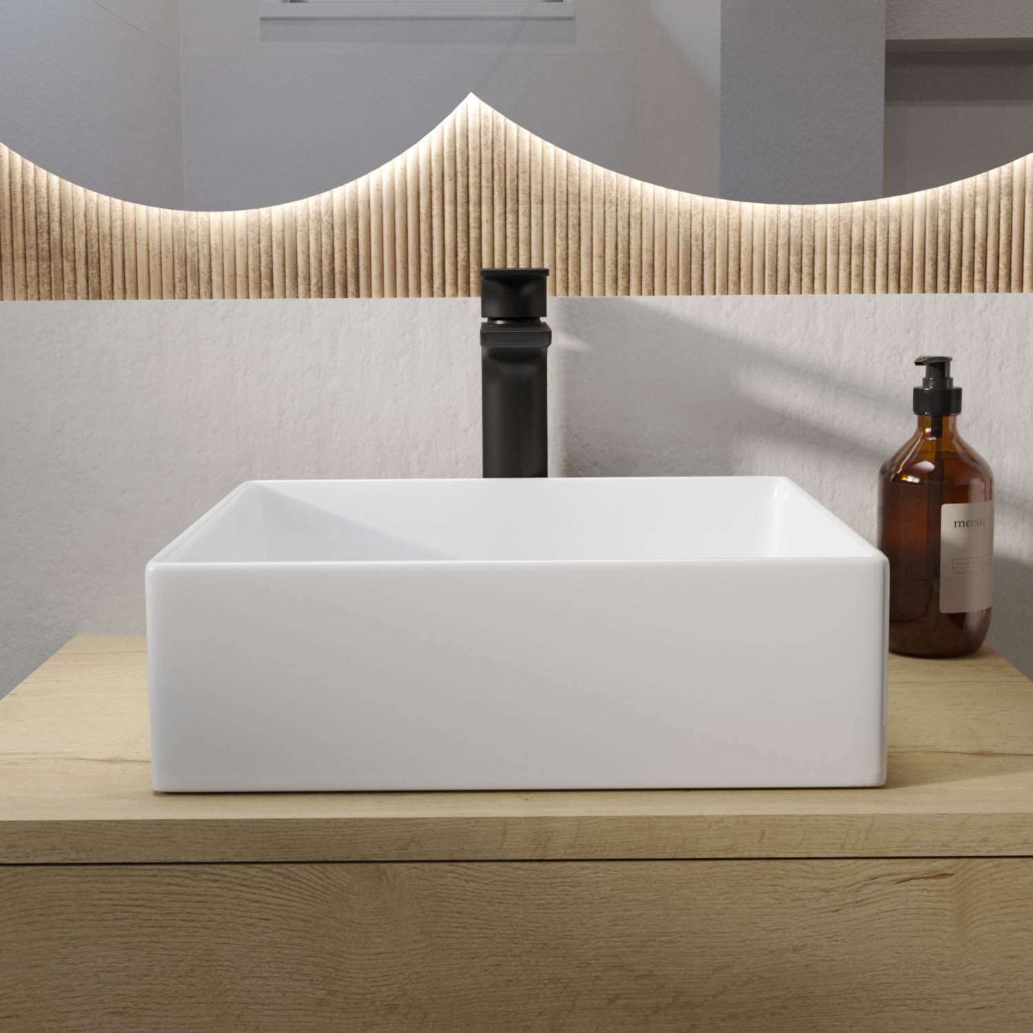 White Square Countertop Basin 350mm - Corey - Better Bathrooms