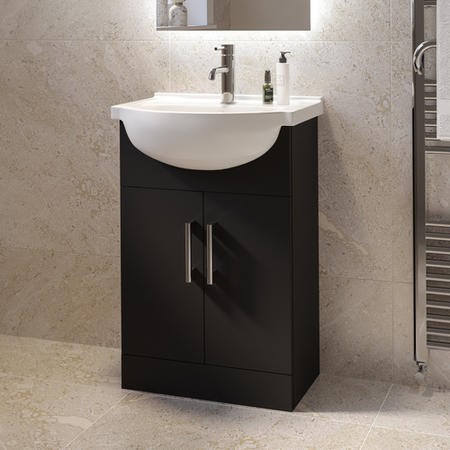 560mm Black Freestanding Vanity Unit with Basin - Classic - Better ...