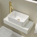 560mm Wood Effect Wall Hung Floating Basin Shelf and White Basin ...