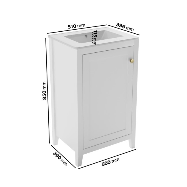 500mm White Freestanding Vanity Unit with Basin - Kinsley - Better ...