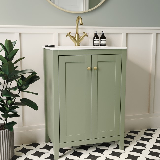 600mm Green Freestanding Vanity Unit with Basin - Kinsley - Better ...