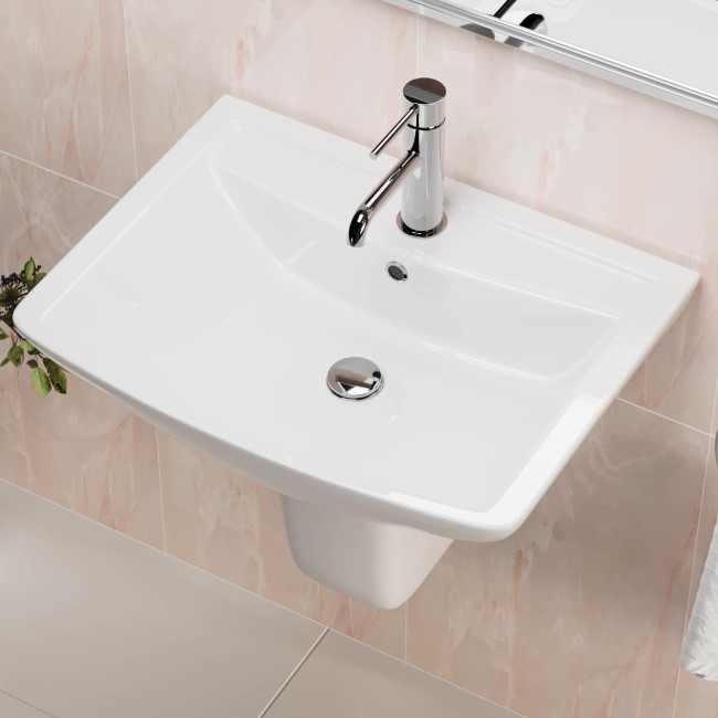 Modern Semi Pedestal Basin 556mm- Laurel - Better Bathrooms
