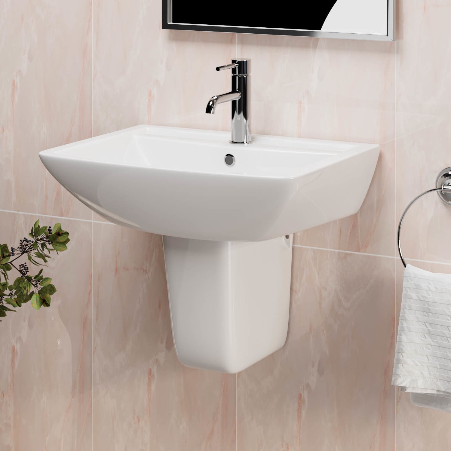 Modern Semi Pedestal Basin 556mm- Laurel - Better Bathrooms