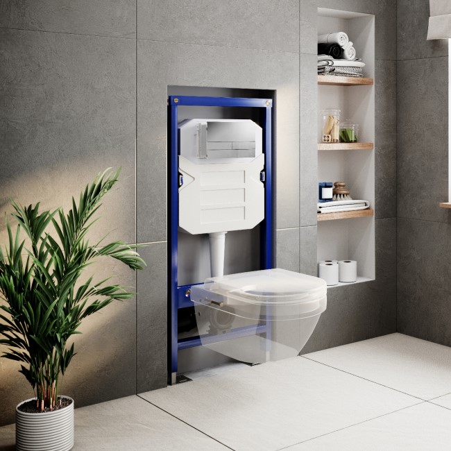 Concealed Dual Flush Cistern 1180mm Wall Mounted WC Frame with Dual Flush Plate in Chrome - Live ...