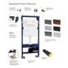 1180mm Wall Mounted WC Frame with Dual Flush Cistern and White Flush ...