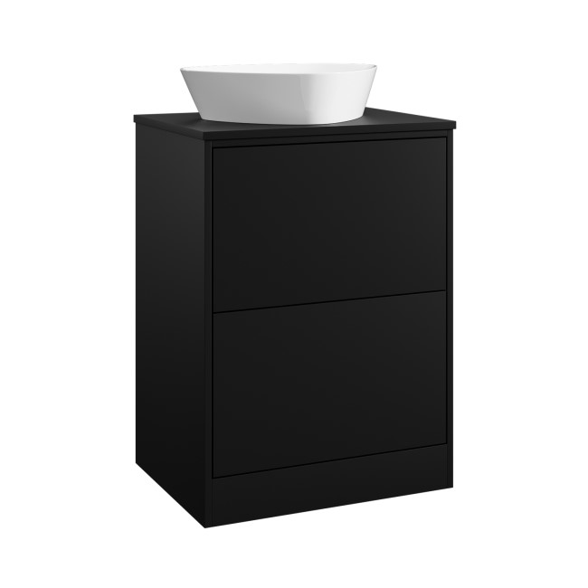 600mm Black Countertop Vanity Unit with Triangular Basin - Palma ...