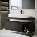 1200mm Black Wall Hung Countertop Double Vanity Unit with Rectangular ...