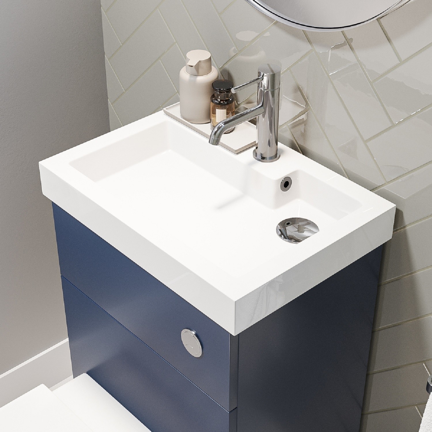 500mm Blue Cloakroom Toilet and Sink Unit with Chrome Fittings ...