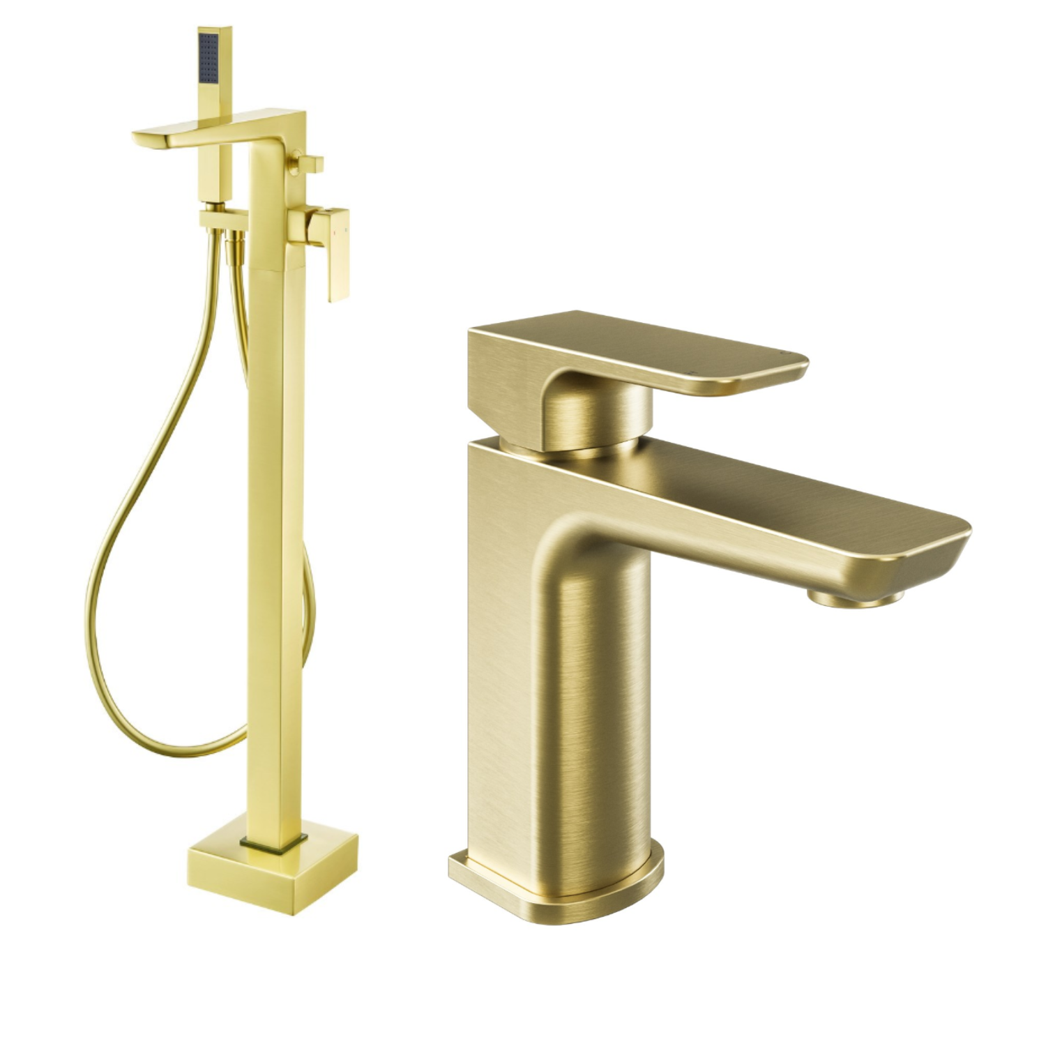 Brass Freestanding Bath Shower Mixer and Basin Tap Set wth Basin Waste ...