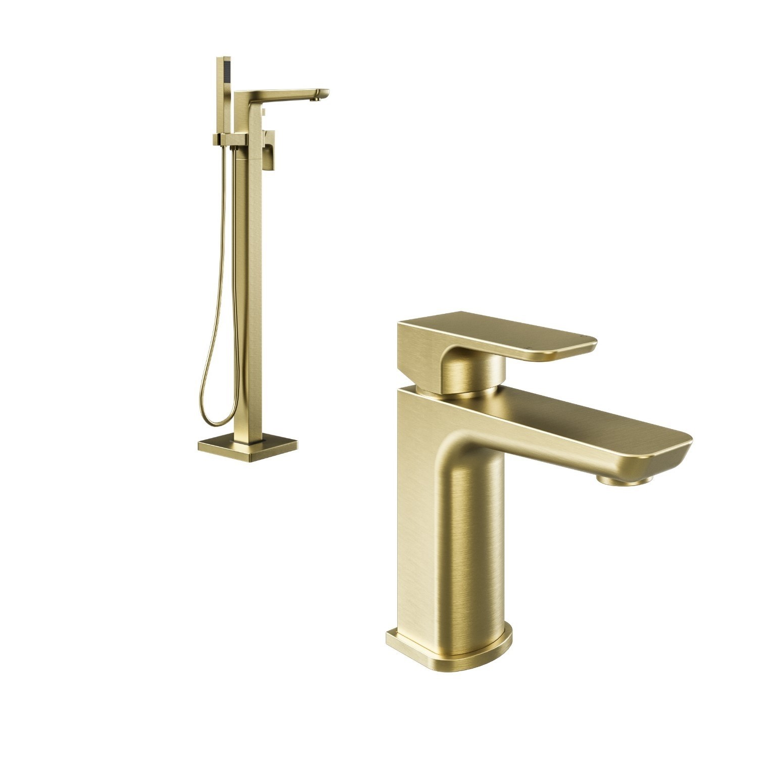 Zana Brushed Brass Basin Mixer Tap & Freestanding Tap Pack - Better ...