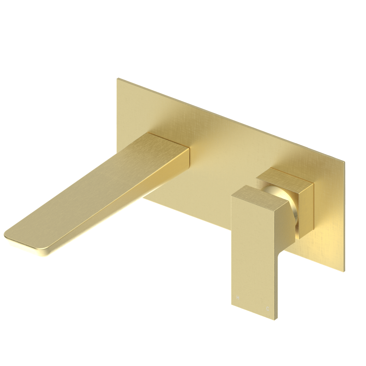 Brushed Brass Wall Mounted Bath Tap - Zana - Better Bathrooms