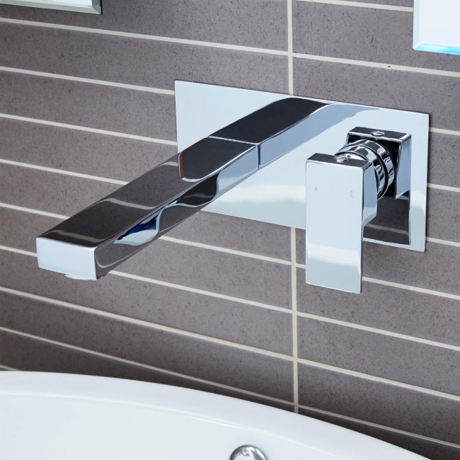 Wall Mounted Chrome Basin Mixer Tap - Cube - Better Bathrooms