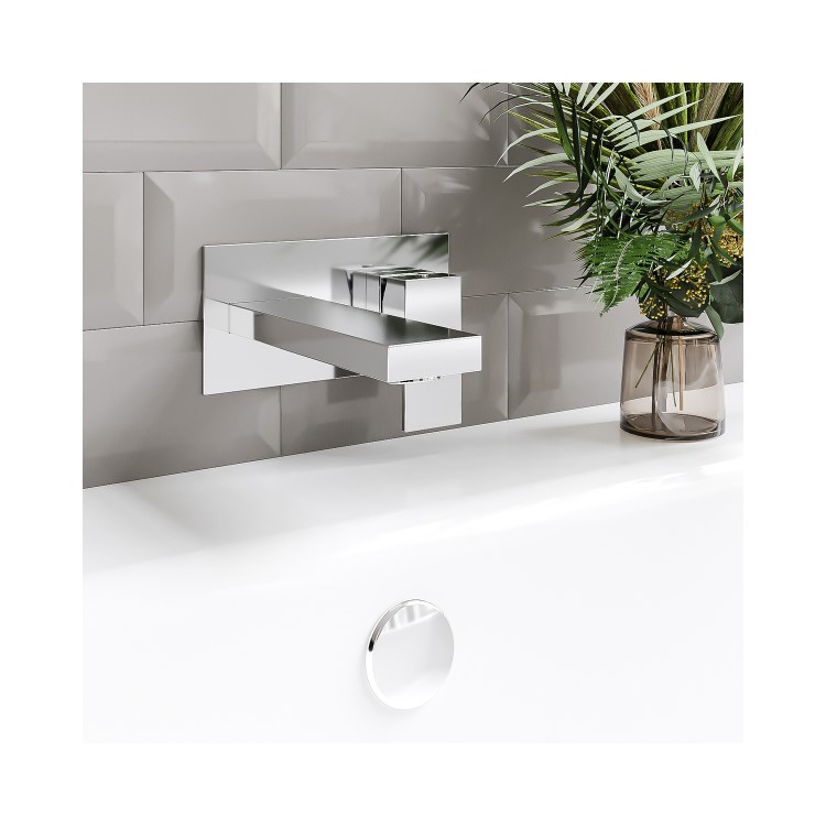 Chrome Wall Mounted Bath Mixer Tap - Cube - Better Bathrooms
