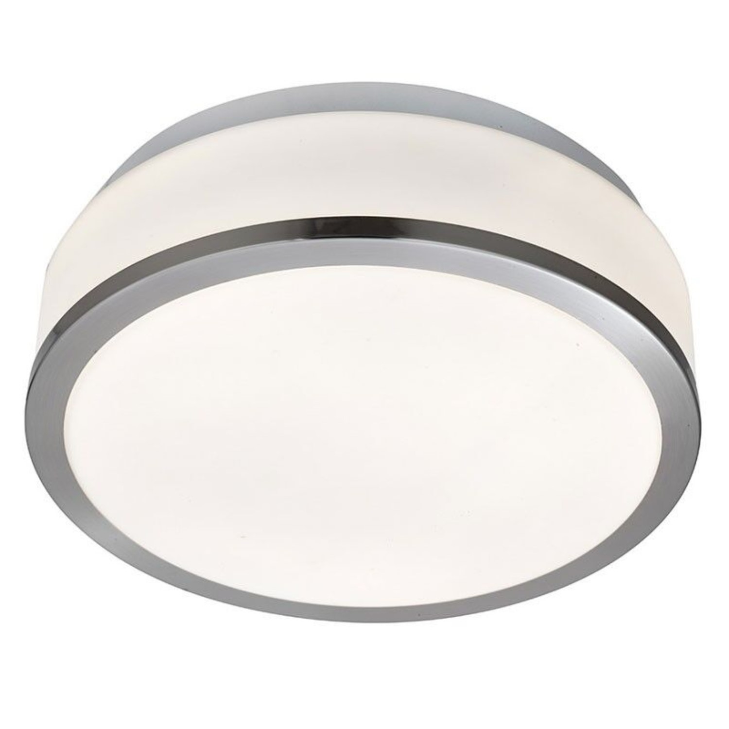 Satin Silver Trim Large Flush Ceiling Light - Better Bathrooms