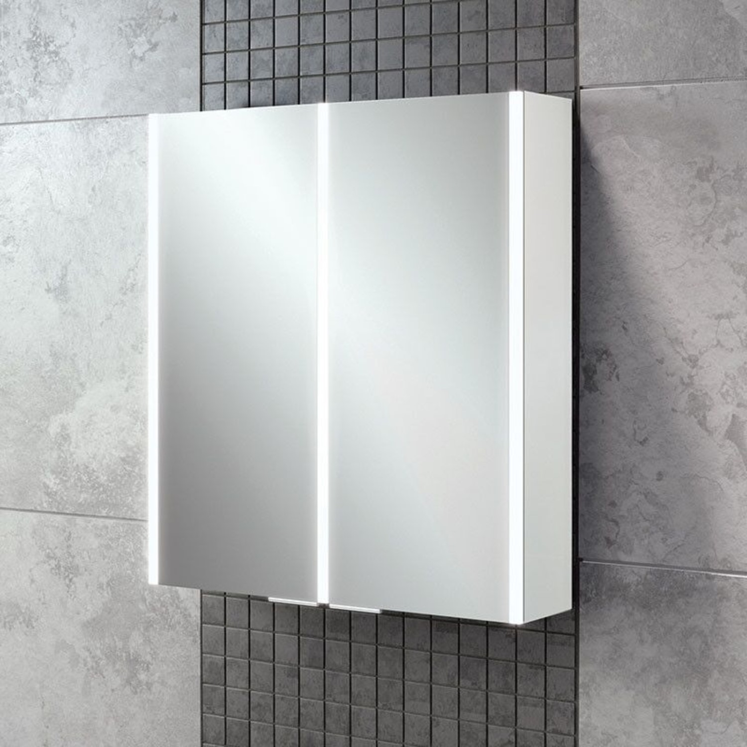 600mm Wall Hung Mirrored Cabinet - Double Door Bathroom Storage - Perth ...