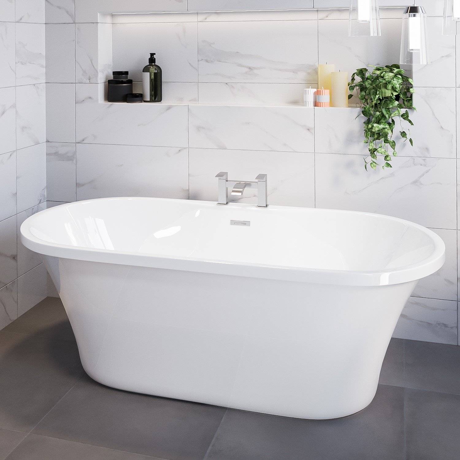Freestanding Double Ended Bath 1670 x 730mm - Venice - Better Bathrooms