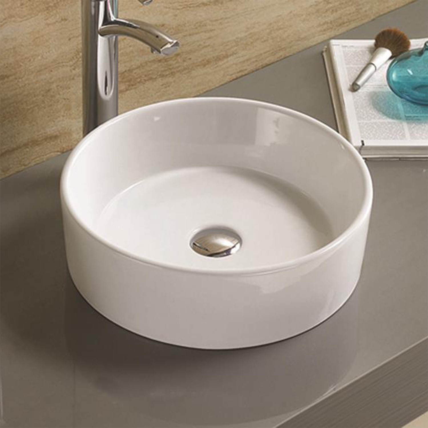 GRADE A1 - Alaska White Round Countertop Basin - 385mm - Better Bathrooms
