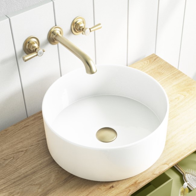 Gloss White Round Countertop Basin 388mm - Alaska - Better Bathrooms