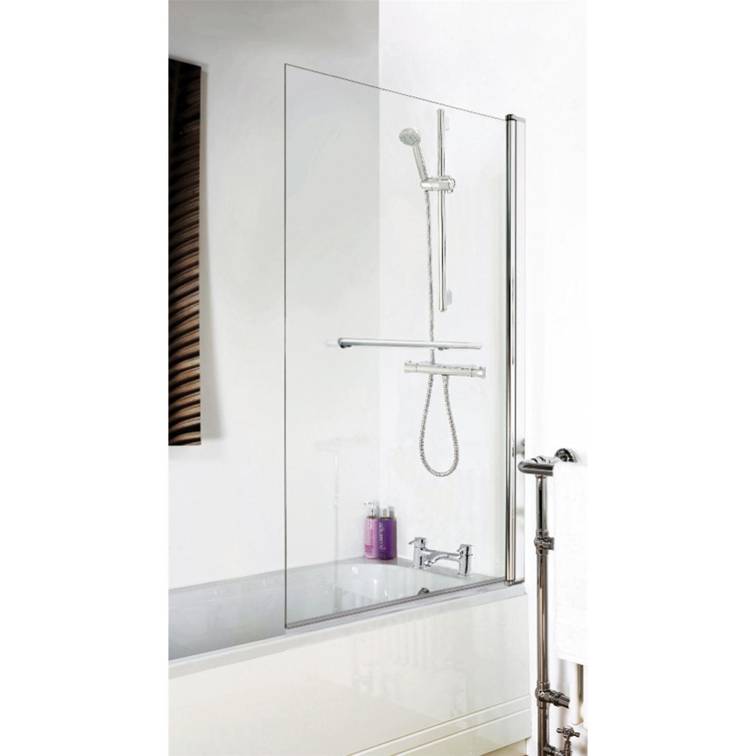Straight Top Single Bath Screen With Towel Rail 6mm - Better Bathrooms