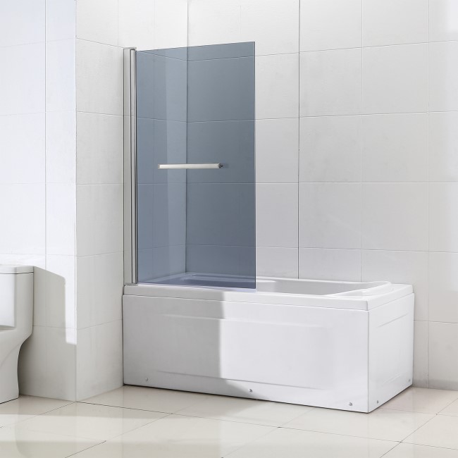 Shower Bath Screen with Smoked Mirrored Panel - H1400 x W850mm - Better ...