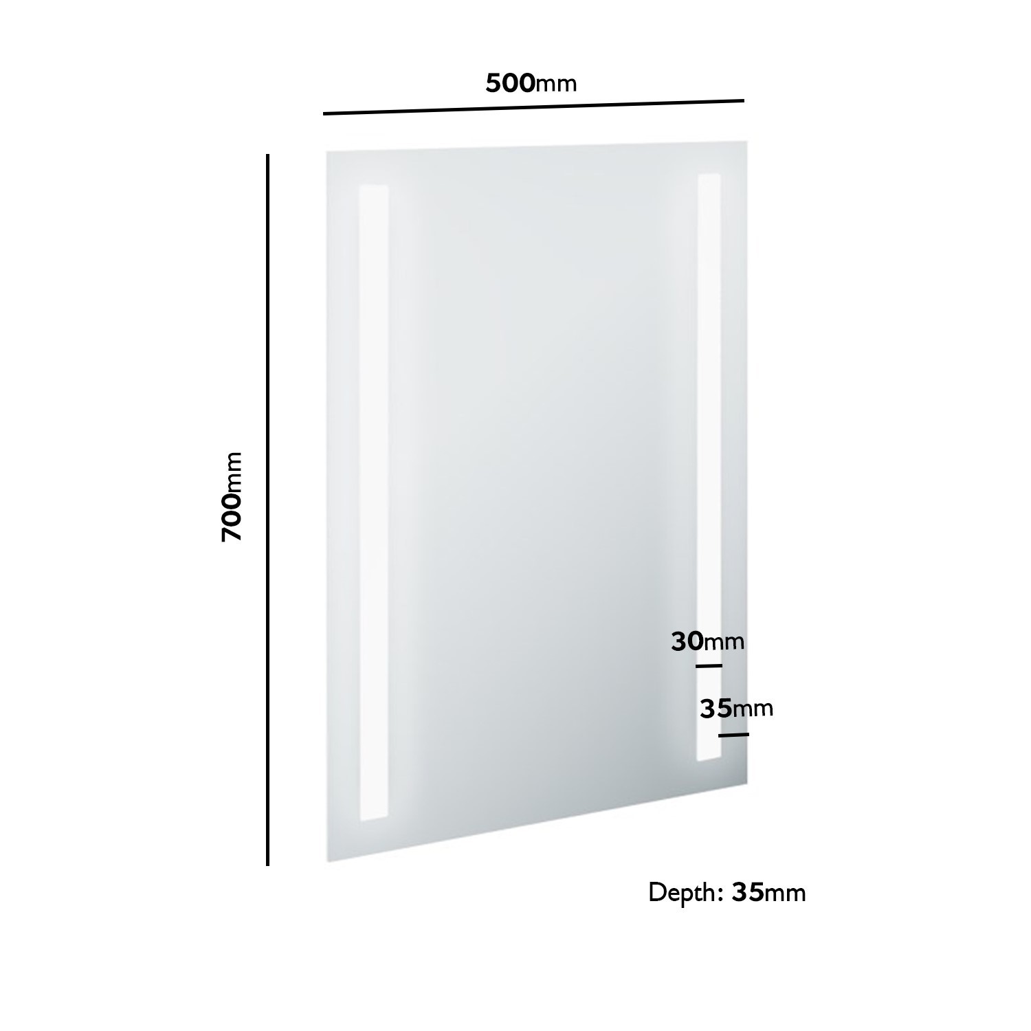 GRADE A1 - Rectangular LED Bathroom Mirror with Demister 500 x 700mm ...