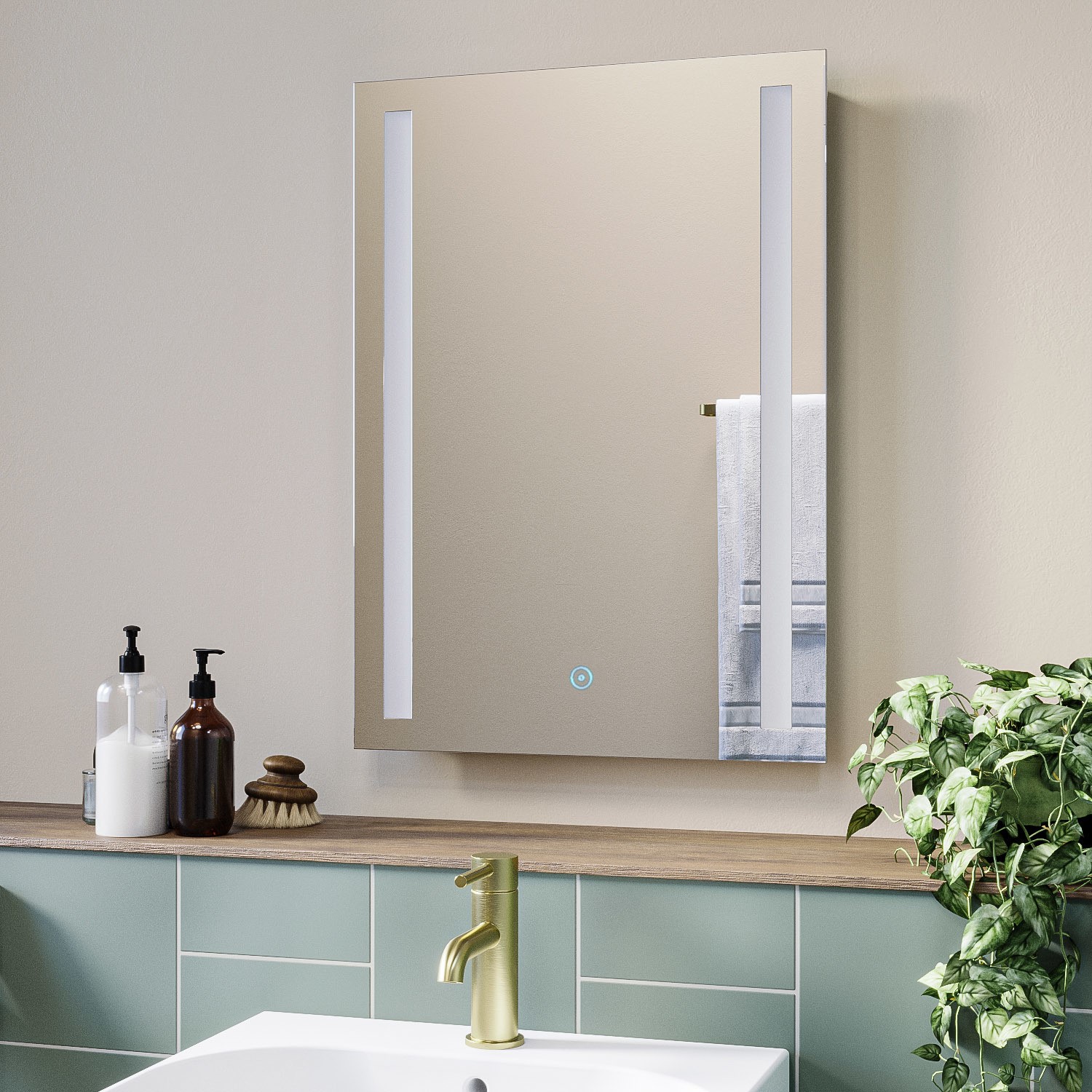 Rectangular LED Bathroom Mirror with Demister 500 x 700mm - Capella ...