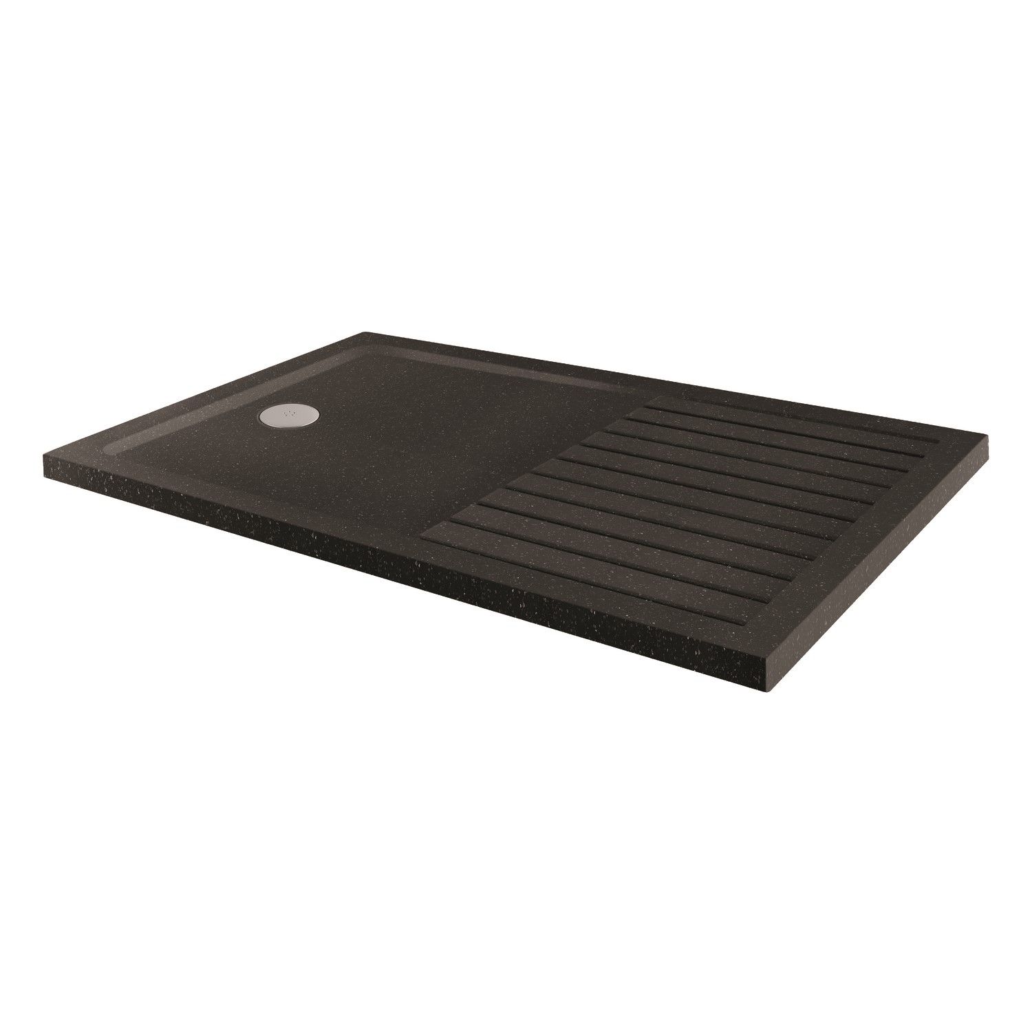 Slim Line Black Sparkle 1700 x 800 Walk-In Shower Tray - Better Bathrooms